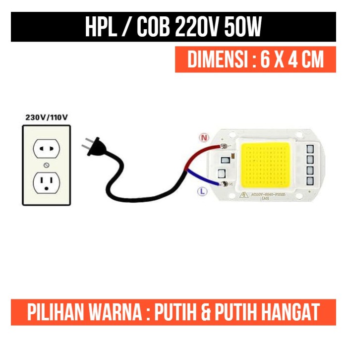 Jual Lampu HPL COB 50W 220V 220 V Putih Cool Warm White Putih 50 W Watt | Shopee Indonesia