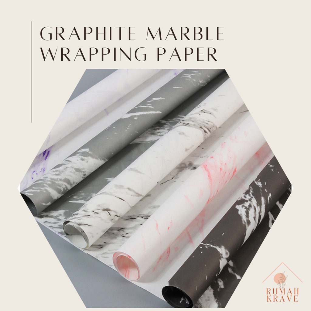 Jual RUMAH KRAVE - Graphite Marble Wrapping Paper Kertas Buket Kado Bunga | Shopee Indonesia