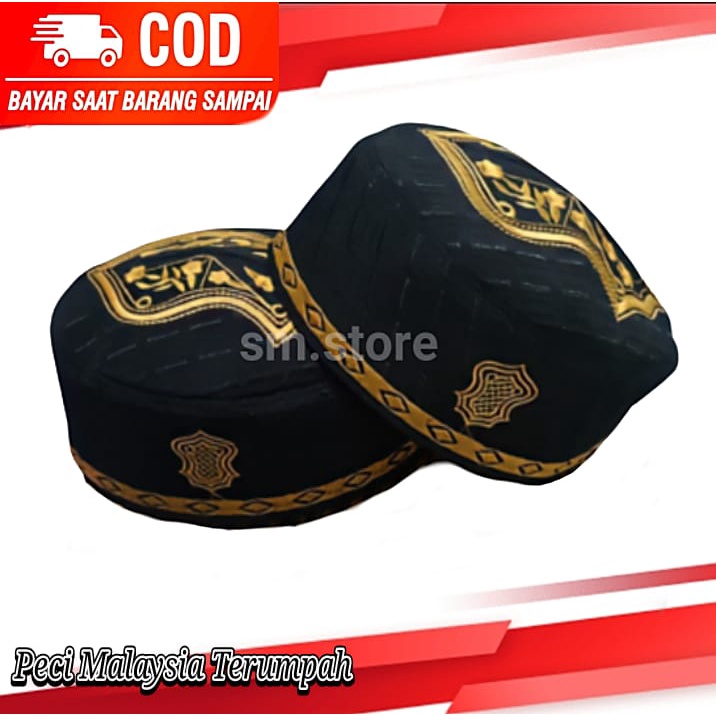 Jual Peci Haji Malaysia Terompah/Kopiah Malaysia Hitam/Peci Trompah ...