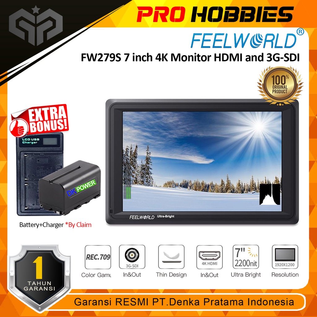 Jual FEELWORLD FW279S 7" Ultra Bright 2200nit IPS SDI 4K HDMI | Shopee ...