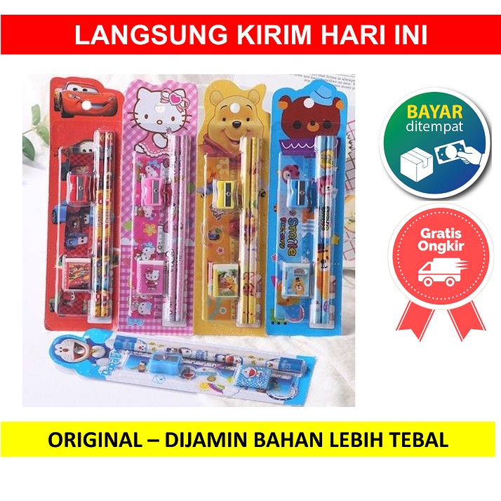 Jual STATIONERY MINI SET ALAT TULIS SEKOLAH KARAKTER 5IN1 / ALAT SET ...