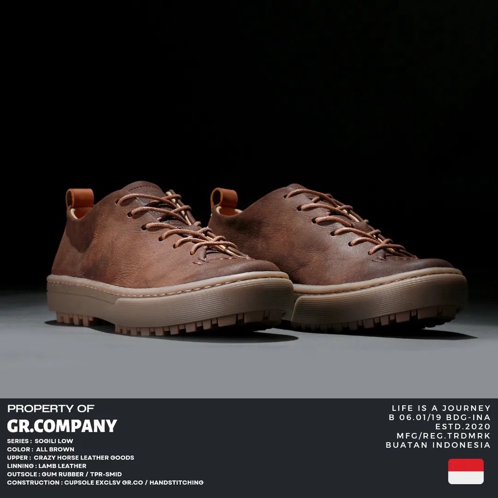 Jual GR.Company - Sogili Low All Brown- Sepatu Sneakers Kulit Pria ...