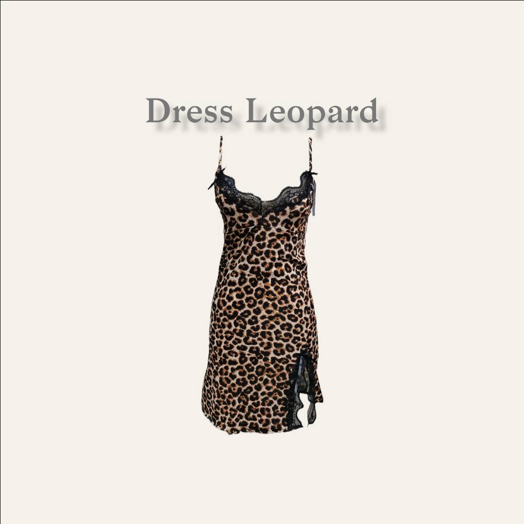 Jual [Yesy Fashion] Dress Satin Blends Leopard Macan Satin Renda Import ...