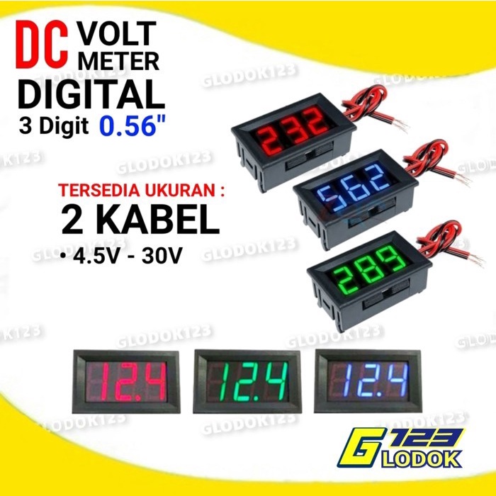 Jual DC Voltmeter 0.56 Inch 4.5 - 30V Mini Digital Volt Meter 2 Kabel ...