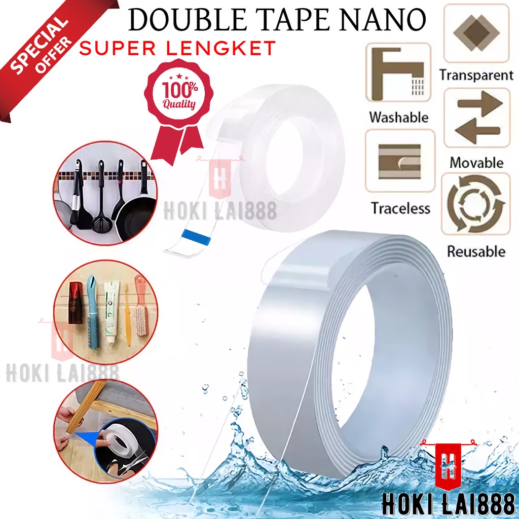 Jual [HKL] DOUBLE TAPE NANO SUPER LENGKET / DOUBLE TAPE BENING / LAKBAN ...