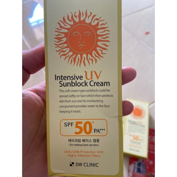 Jual Intensive UV Sunblock Cream SPF 50 PA+++ 3W CLINIC | Shopee Indonesia