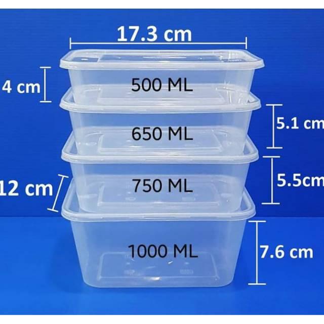 Jual Thinwall 500 ml Mika box 500ml / Food Container Persegi panjang ...