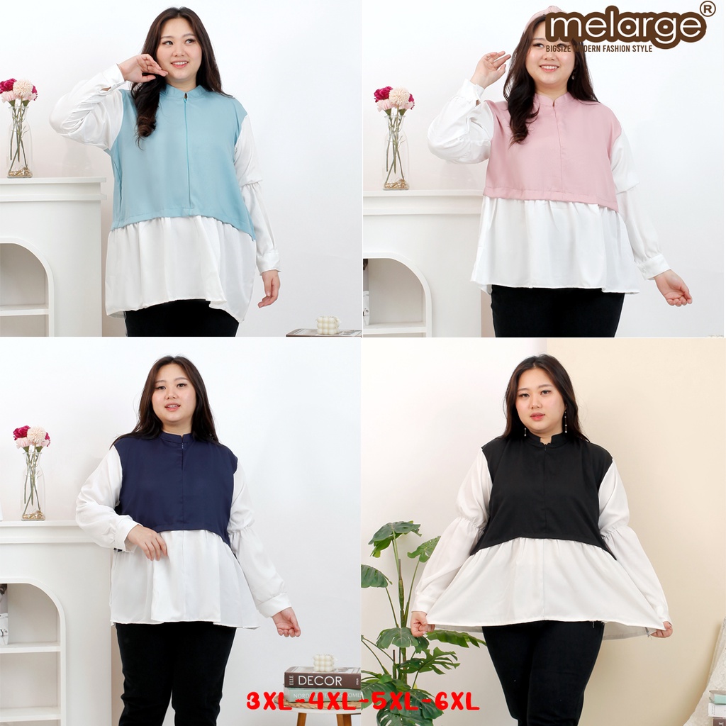Jual MELARGE - Kemeja Diandra Polos Jumbo 3xl 4xl 5xl 6xl Ld 100 Ld 110 Ld 120 Ld 130 L 140 Ld ...