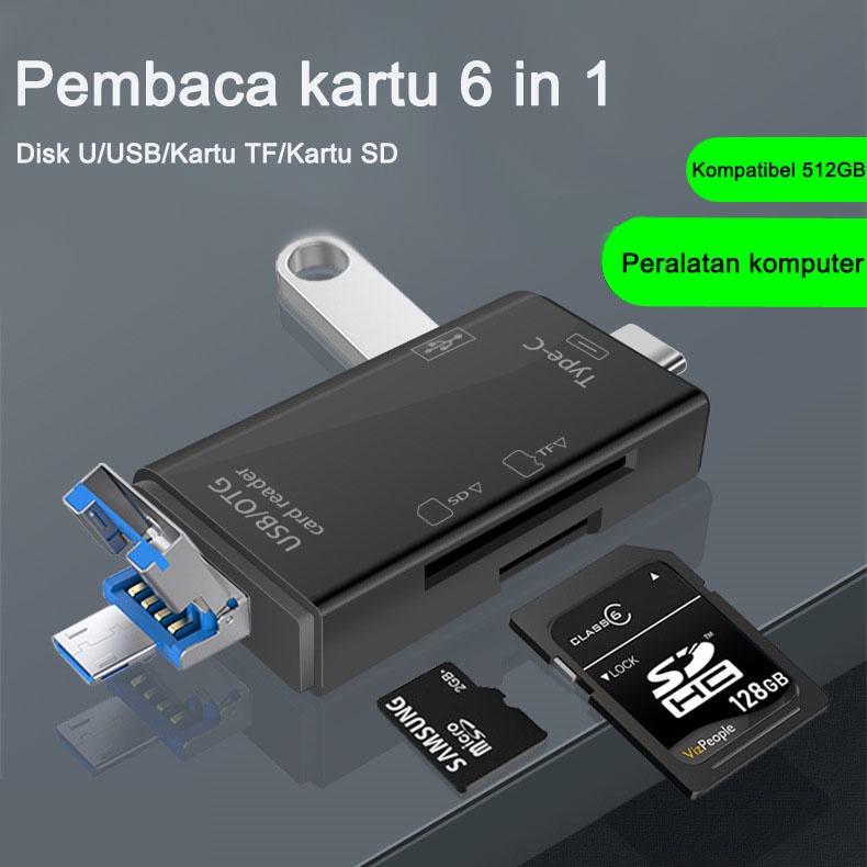 Jual 6in1 Card Reader Computer Mobile Phone OTG Card Reader tf/SD ...
