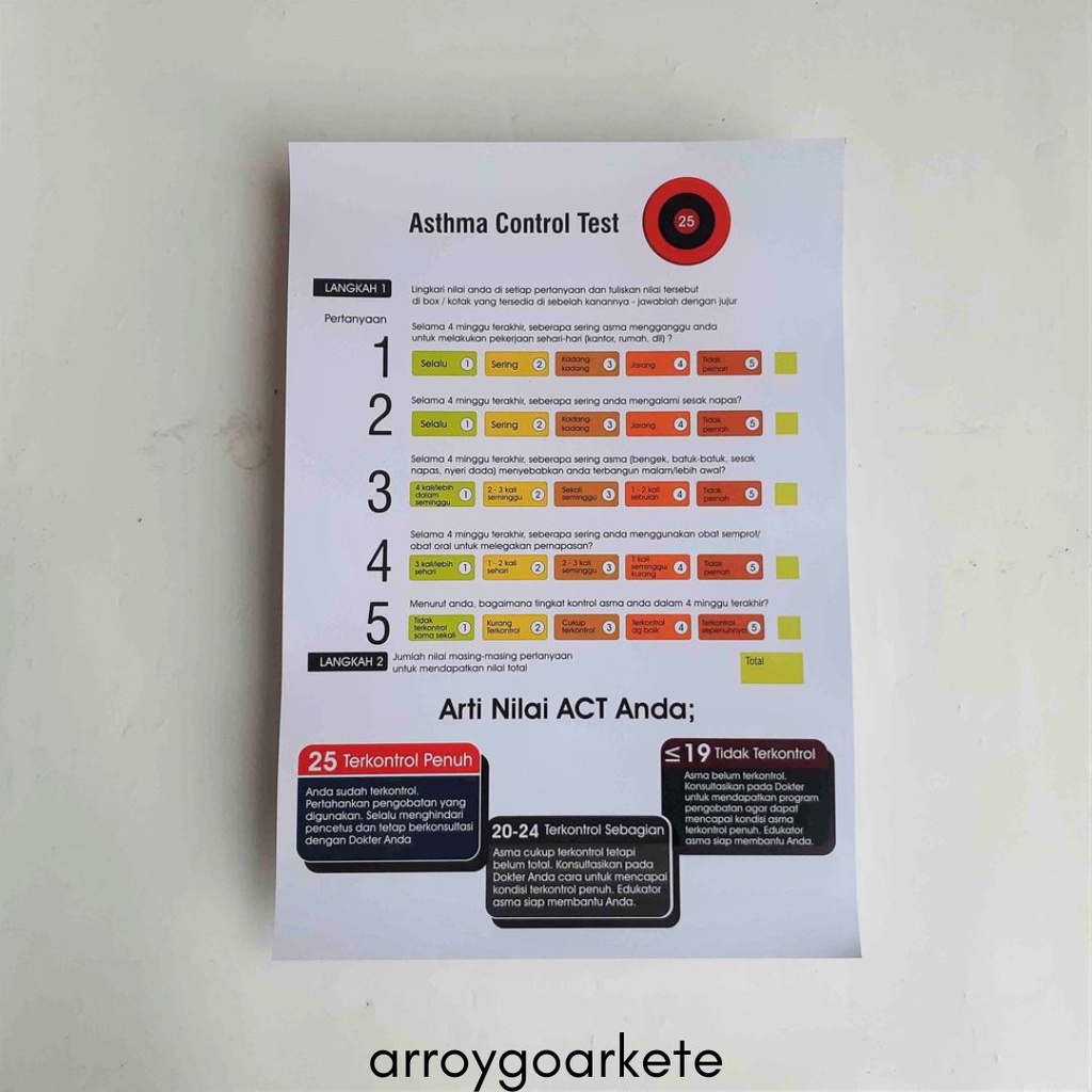 Jual Poster Asthma Control Test Size 47 x 32 cm / Poster Asma Kontrol ...