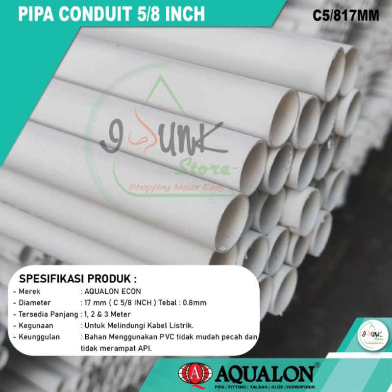 Jual Pipa Conduit C 5/8" / Pipa Listrik 17mm - AQUALON ECON | Shopee ...