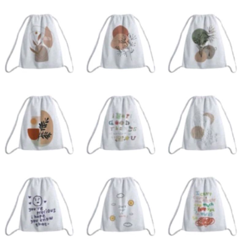 Jual LQX-(bisa CUSTOM gambar)string bag TAS SERUT bahan CANVAS 6oz | Shopee Indonesia