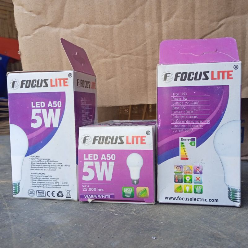 Jual LAMPU MERK FOCUS LITE-LED KUNING A50 DAYA 5 WATT COOL DAYLIGHT ...