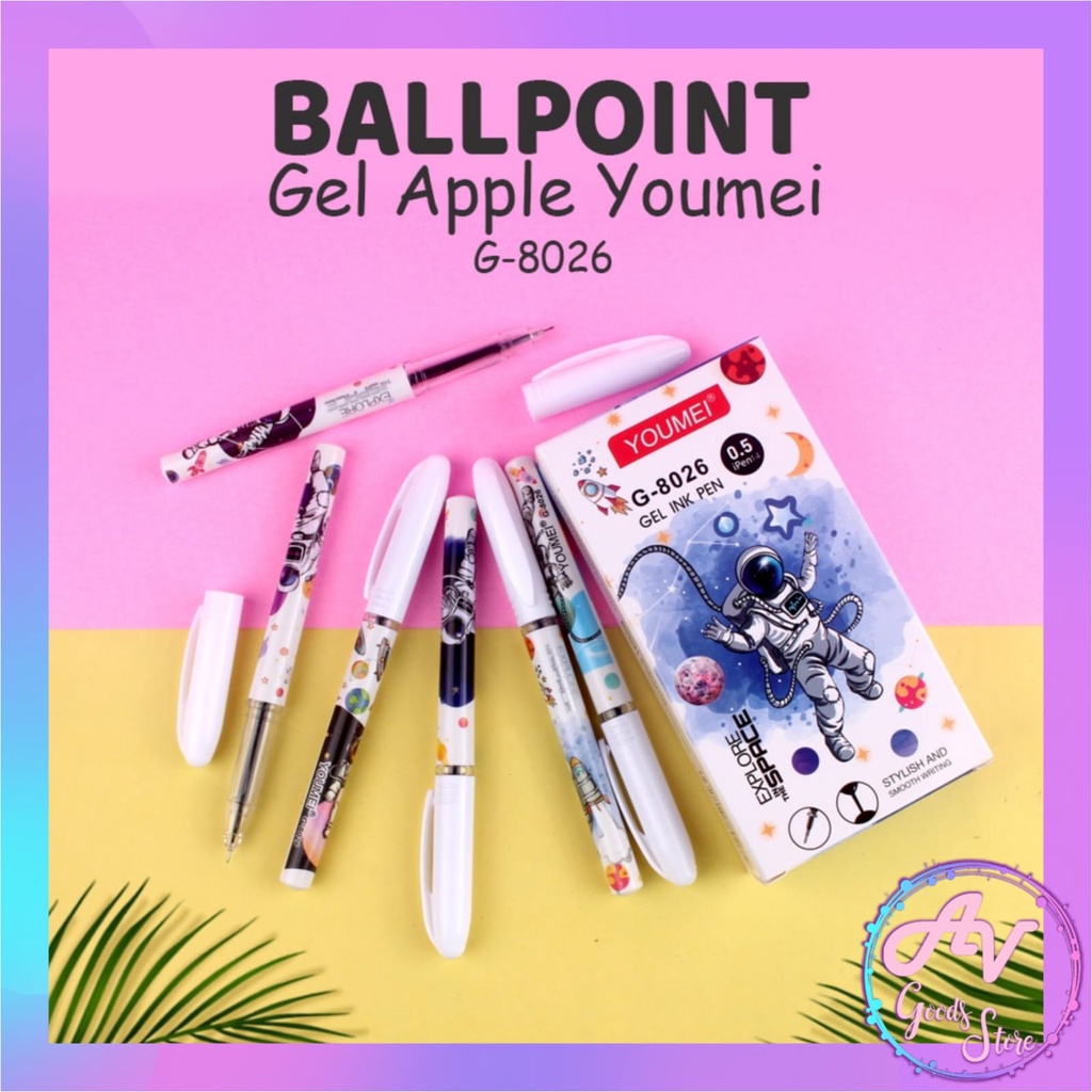 Jual Ballpoint Gel Astronout Youmei G-8026 (12pcs) / 1Lusin Pulpen Gel ...
