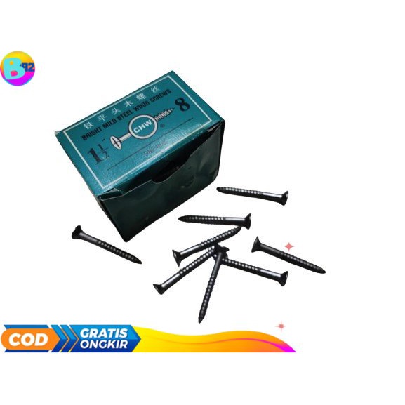 Jual Sekrup Kayu Plus Bunga 1 1/2 inch 4 cm Skrup Kayu Taping Screw OLS ...