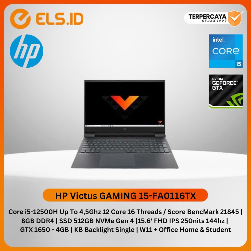 Jual Laptop HP Victus GAMING 15-FA0116TX [ Intel Core i5-12500H - 8GB - SSD 512GB ] | Shopee ...