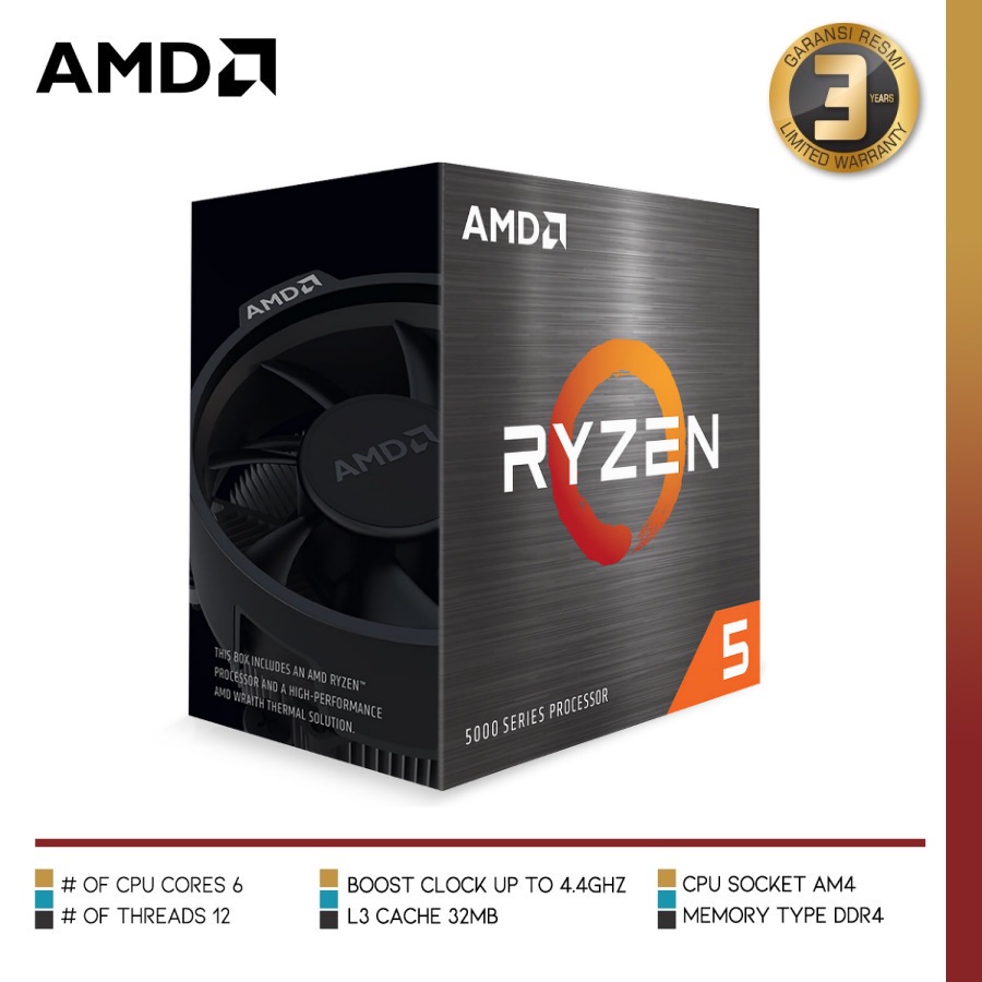 Jual AMD RYZEN 5 5600 | Processor AMD AM4 Zen 3 Vermeer 6 Cores 12 ...