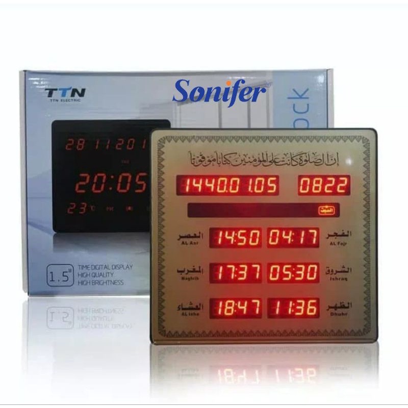 Jual SONIFER JAM ADZAN DIGITAL AZ 2325 GOLD SHOLAT LED CLOCK | Shopee ...