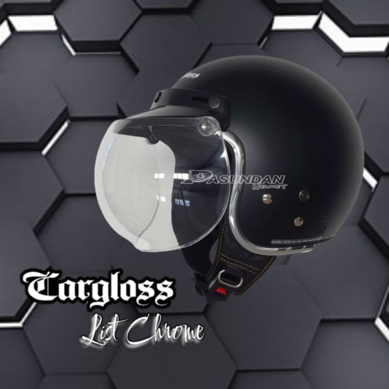 Jual Helm CARGLOSS List Chrome Black Doff(Paket Kaca Datar Dan Kaca ...
