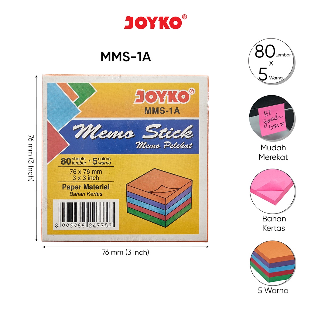 Jual Memo Stick Kertas Memo Tempel Sticky Note Joyko MMS-1A | Shopee ...