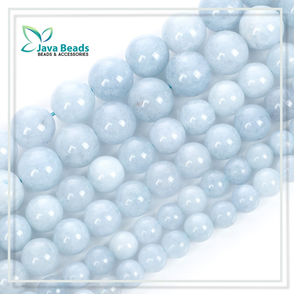 Jual Manik-manik Batu Alam Natural Aquamarine Stone Beads | Shopee ...