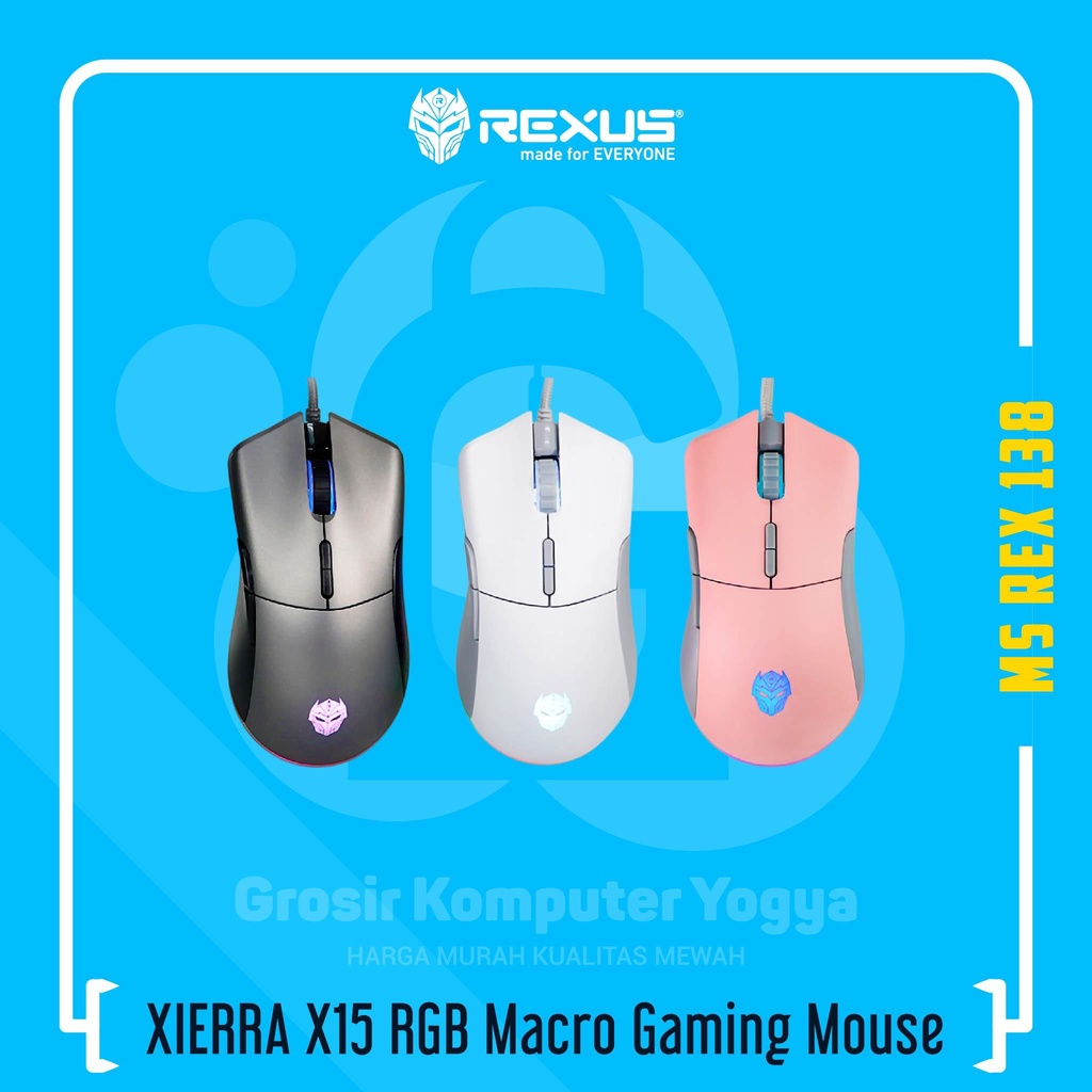 Jual Rexus XIERRA X15 7200 Adjustable DPI RGB LED Macro Wired Gaming ...