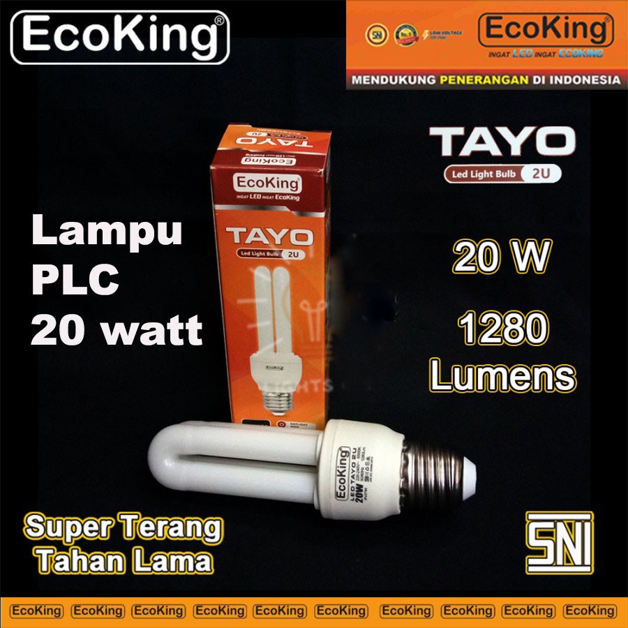 Jual Ecoking Lampu PLC 2U 20W / neon PLC 2U 20 W / ECOKING TAYO 2U led ...