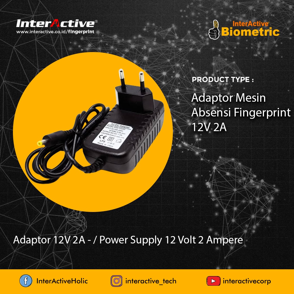 Jual Adaptor Mesin Absensi Fingerprint 12V 2A | Shopee Indonesia