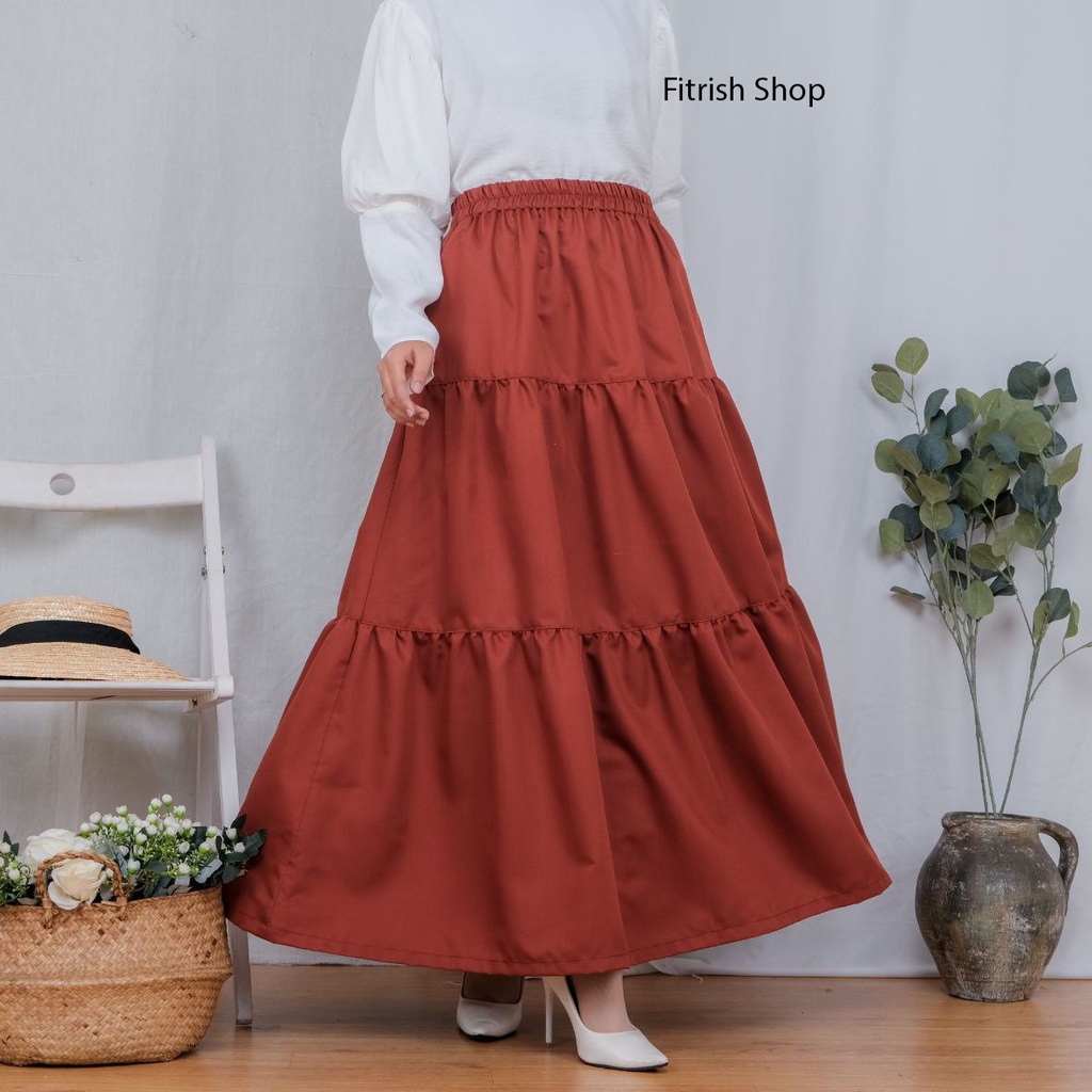 Jual ROK WIMY ROK RUFFLE PANJANG BAHAN KATUN TOYOBO ROK REMPEL | Shopee ...