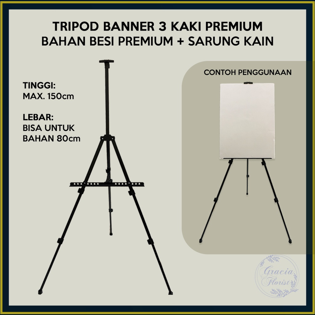 Jual Tripod Frame Besi/Banner/Papan Bunga Kertas/Foto Premium | Shopee ...