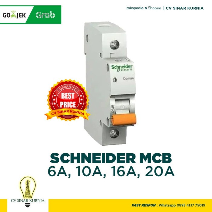 Jual Komponen Listrik Mcb Domae Schneider 1 Phase 6A, 10A, 16A, 20A ...