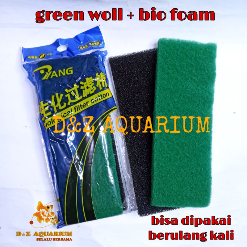 Jual ISI 2 LAPIS Busa Filter Aquarium Kapas Green Wool Bio Foam Yang Yp ...