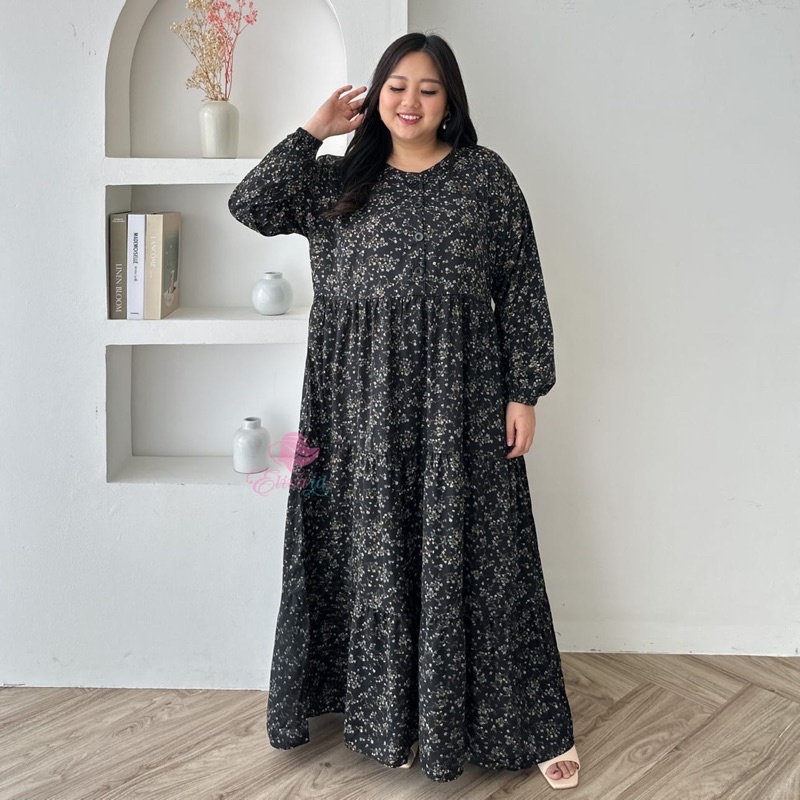 Jual Jumbo gamis monita crepe korea ld 120 130 140 150 cm | Shopee Indonesia