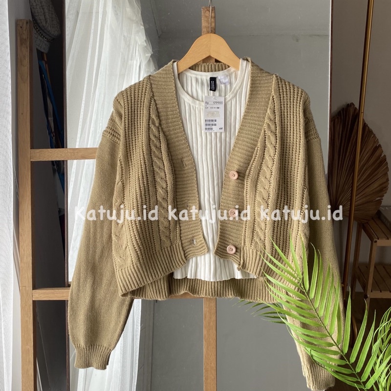 Jual Cardigan Rajut Crop AZRINA Motif Cable PREMIUM QUALITY | Shopee ...