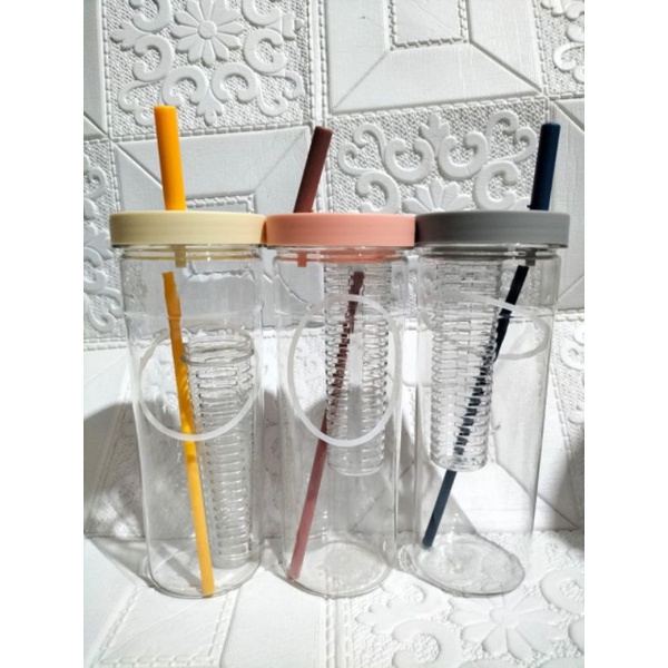 Jual Botol Minum Infused 700ml / Botol Infused Water Dengan Sedotan ...