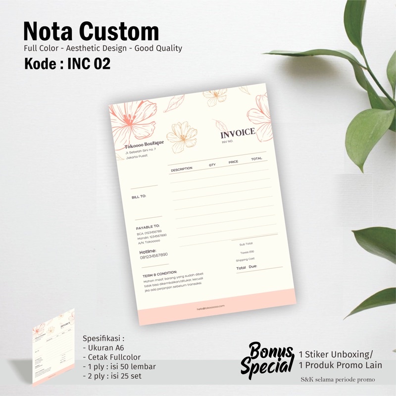 Jual Buku Nota Invoice Custom A6 1/4 Folio Murah | Shopee Indonesia