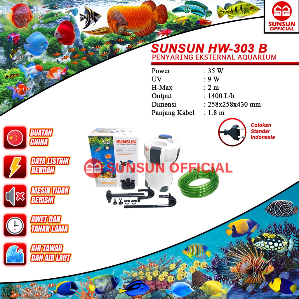 Jual SUNSUN HW 303B/304B + UV Series Eksternal Filter Canister Aquarium Aquascape | Shopee Indonesia