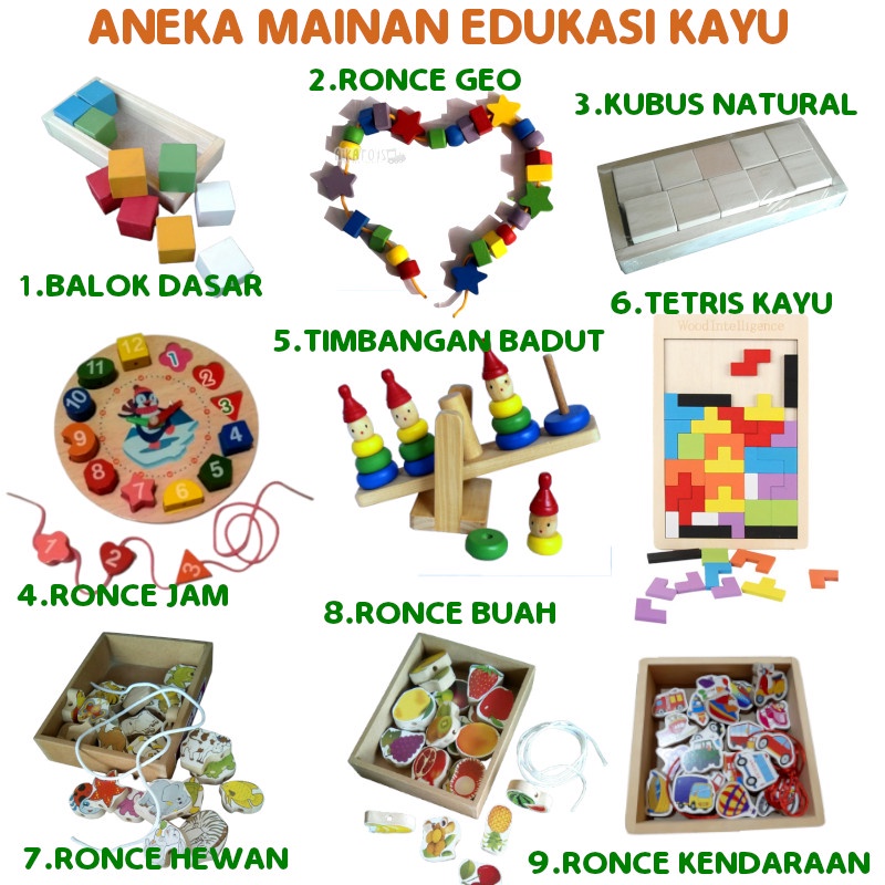 Jual Mainan Kayu Edukasi Anak Produk A4G-2 Montessori Edukatif ...