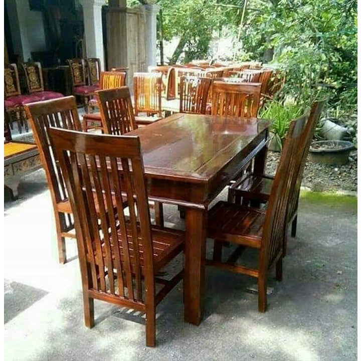 Jual Set 6 Kursi Balero Meja Makan Minimalis Kayu Jati Pilihan Finishing Melamine Gloss | Shopee ...