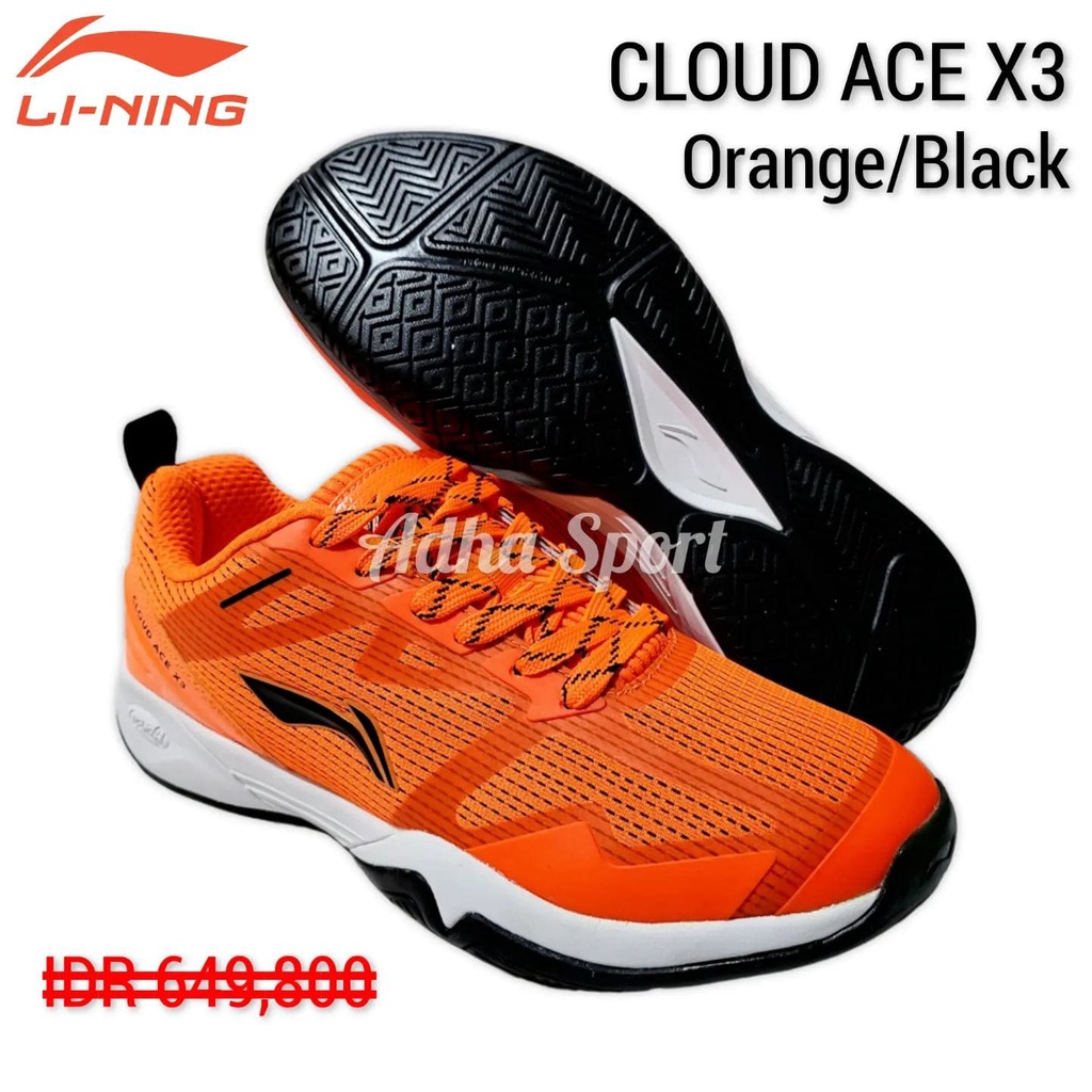 Jual Sepatu Badminton Lining Cloud Ace X3 Orange Black Original Adha ...