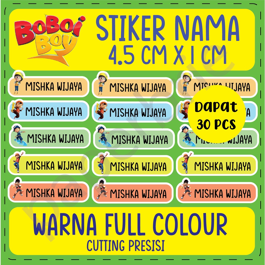 Jual Stiker label nama BOBOIBOY anak Sticker buku anak sticker pensil ...