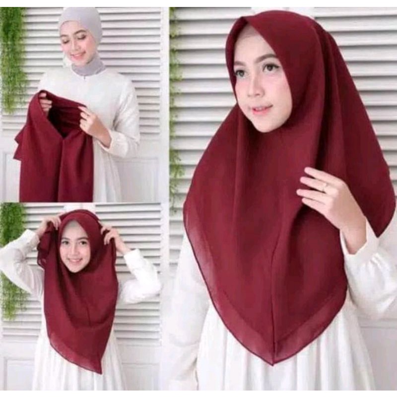 Jual Jilbab Segitiga Instan Satin Velvet/Diamond/Pollycotton | Shopee ...