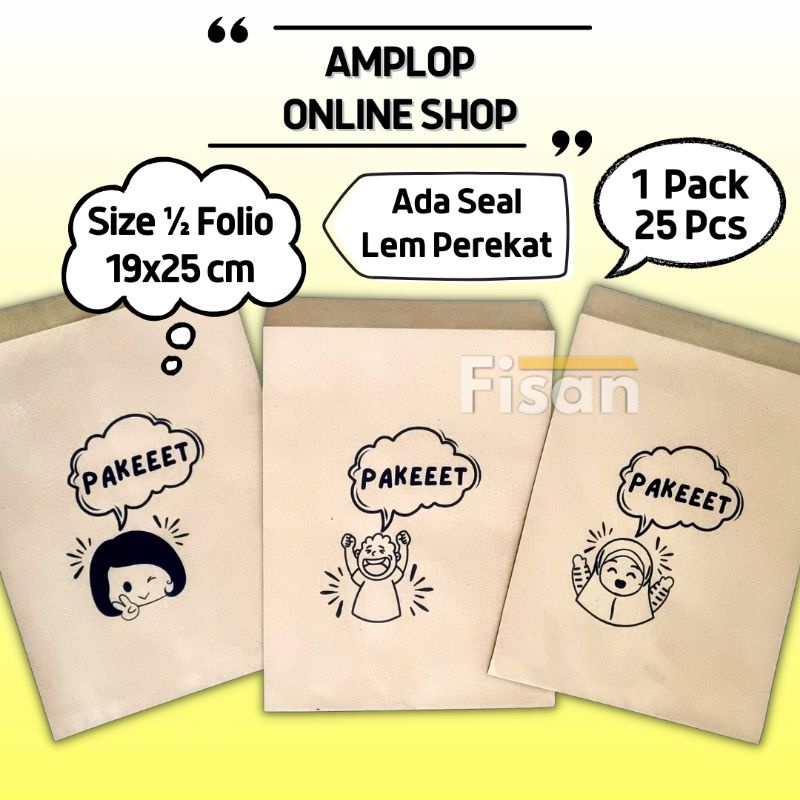 Jual 25 Pcs Amplop Seal ½ Folio Coklat Paket Online Shop Gambar19x25 cm ...