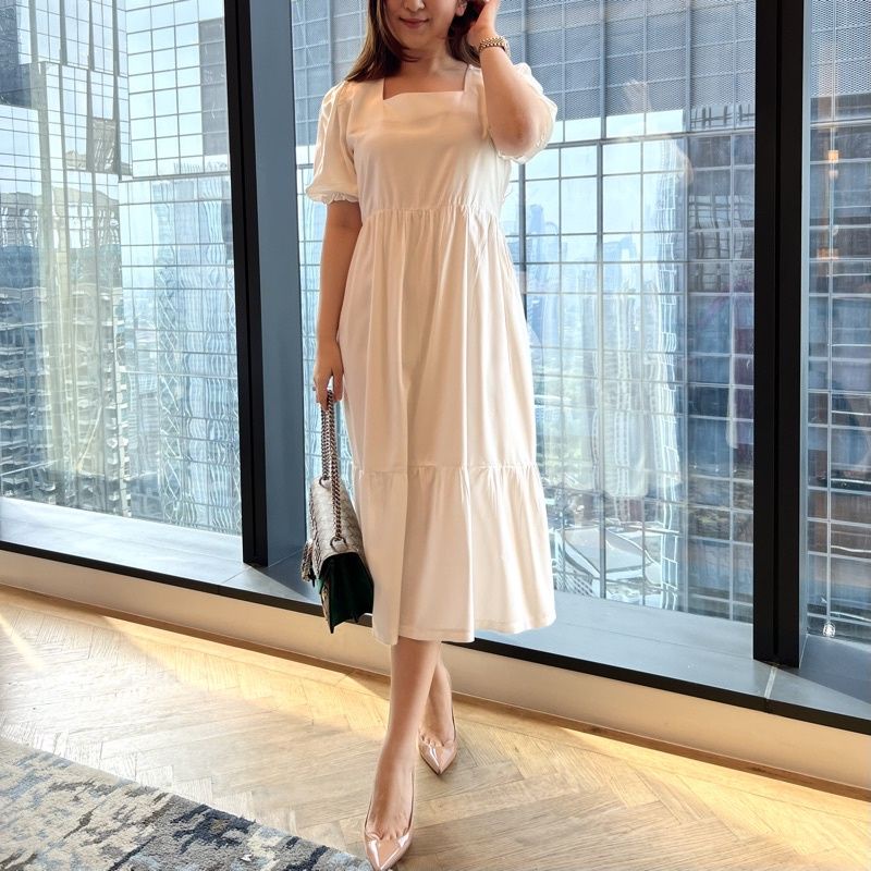Jual Raisa Dress Lengan Balon / Dress Midi | Shopee Indonesia
