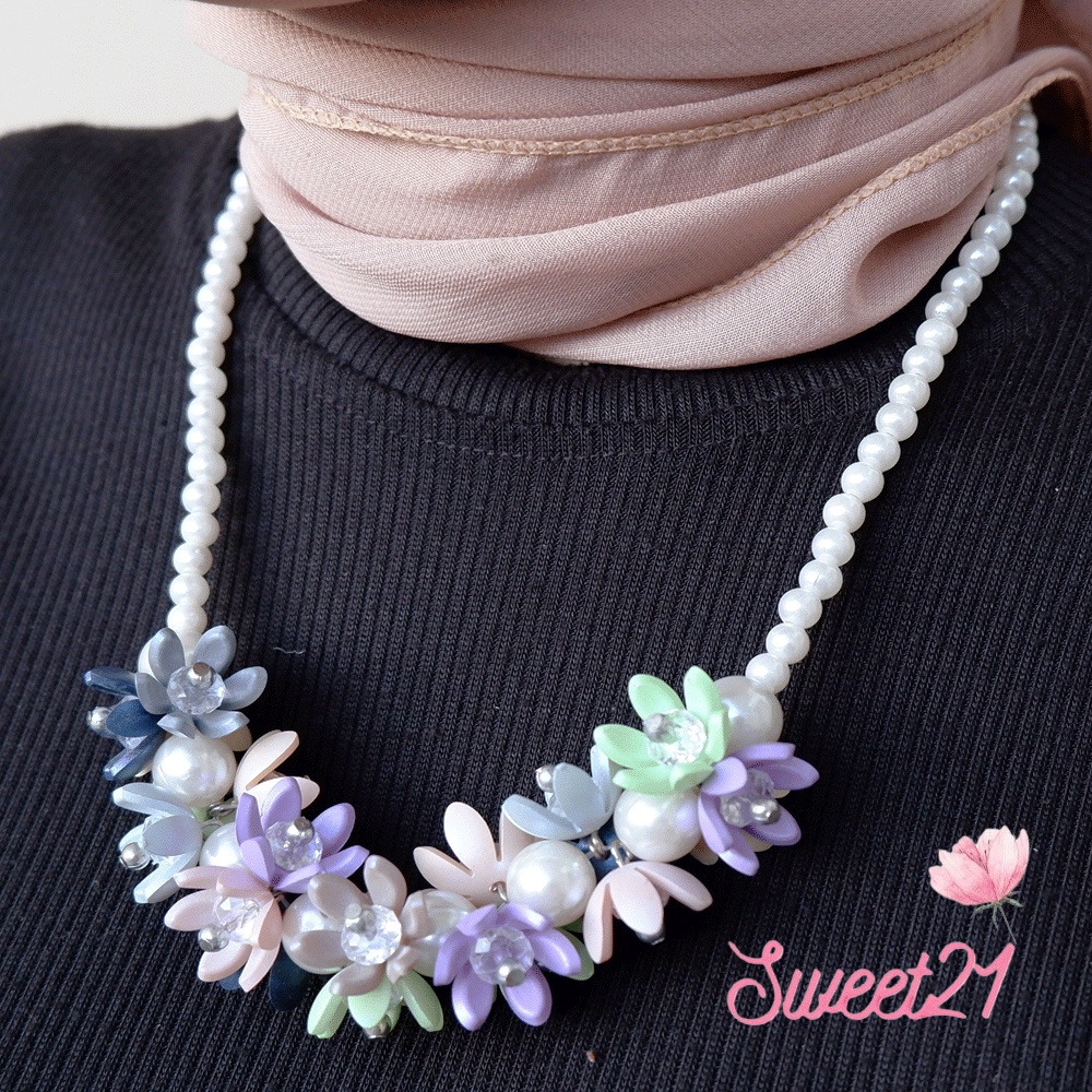 Jual Sweet21 Kalung Kelopak Bunga Necklace Beads Kalung Manik Fashion ...