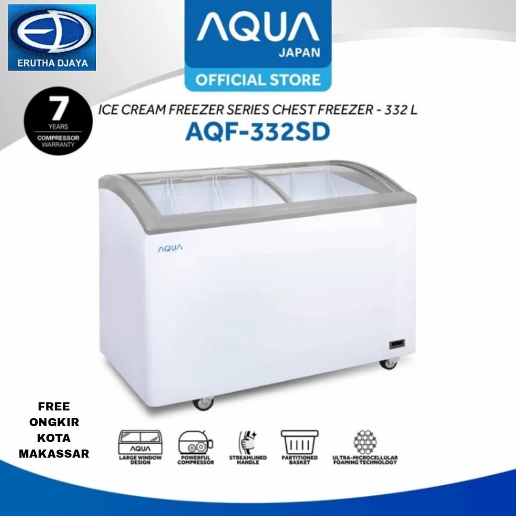Jual AQUA Chest Freezer Kaca Sliding Door Ice Cream AQF332SD | Shopee ...
