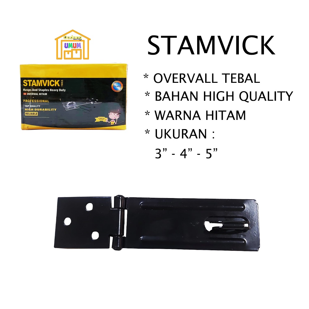 Jual Overvall Hitam STAMVICK Varian 3"- 4"- 5" Pengait Pintu- Overvall ...