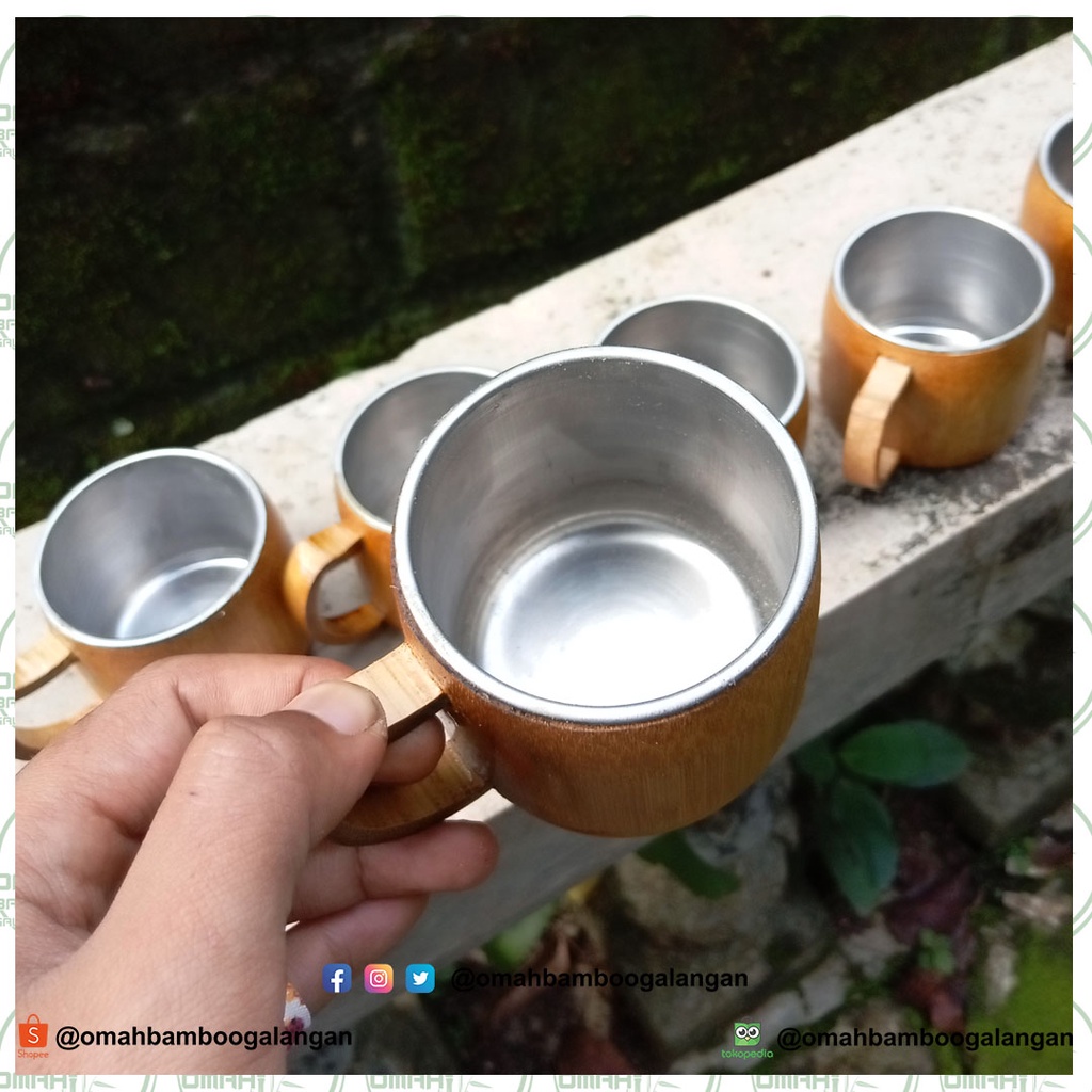 Jual Gelas Cangkir Bambu Stainless Unik Paling Murah Kerajinan Bamboo ...