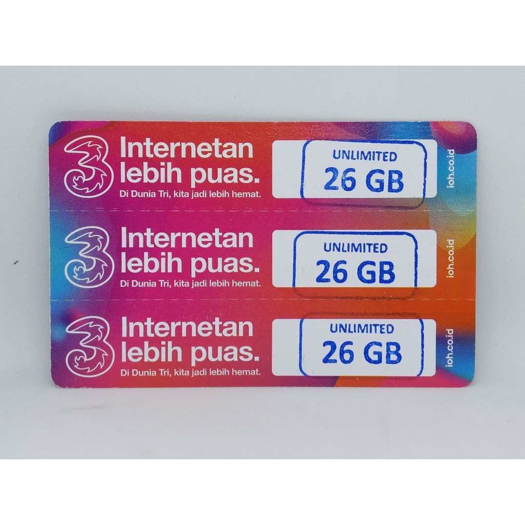 Jual Voucher TRI UNLIMITED 26 GB (NASIONAL) | Shopee Indonesia