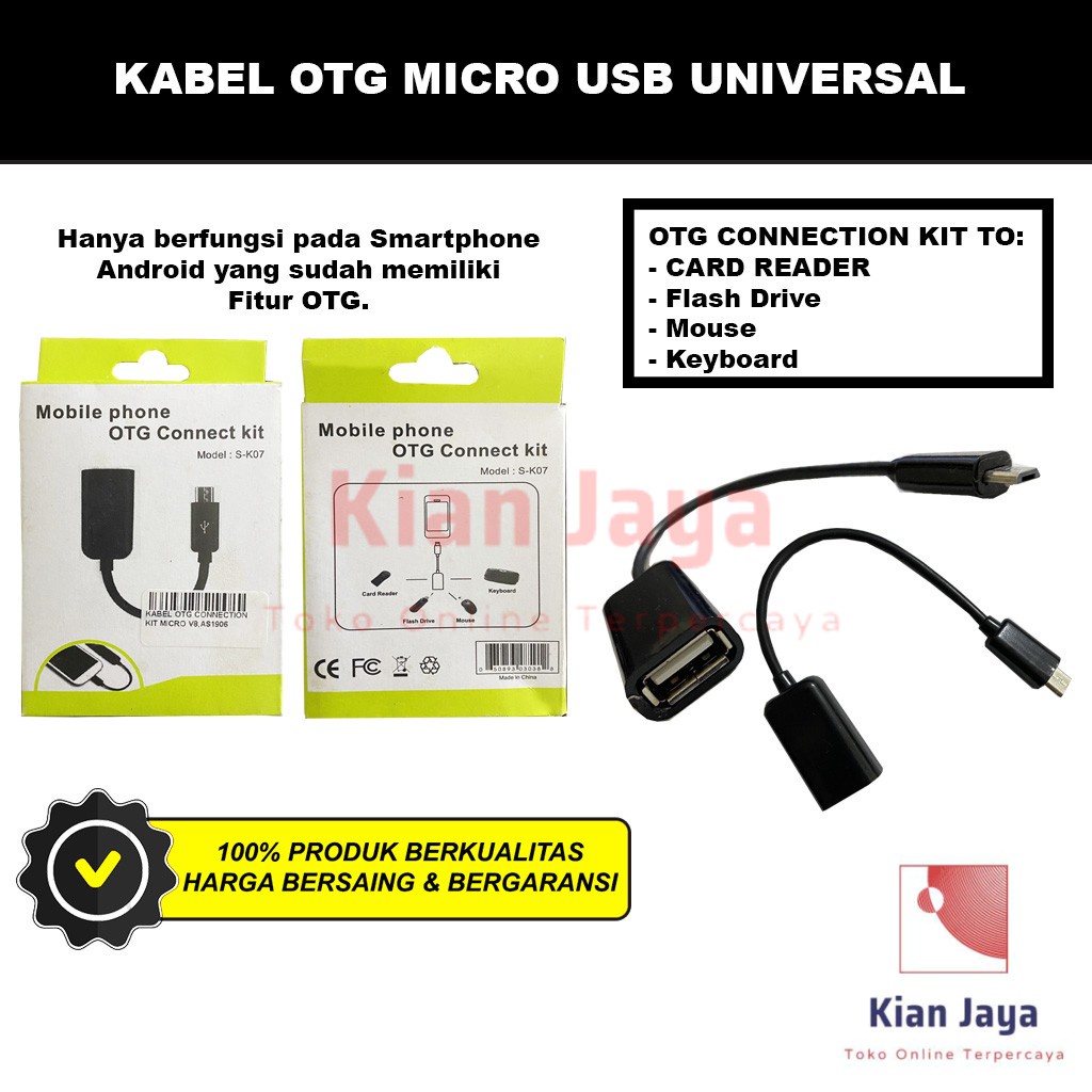 Jual Kabel OTG Connection Kit Micro USB Port USB-A 2.0 Mobile Phone S ...